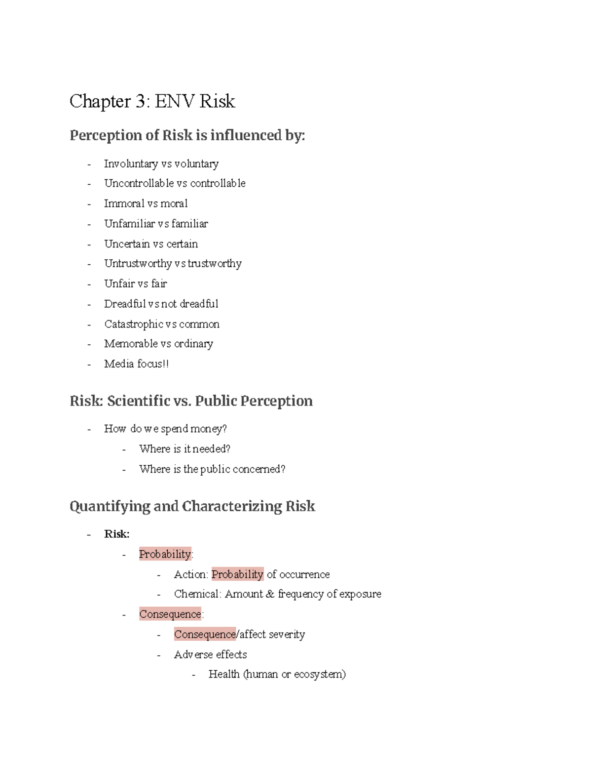 Chapter 3: ENV Risk Perception - Understanding Influences and Economics ...