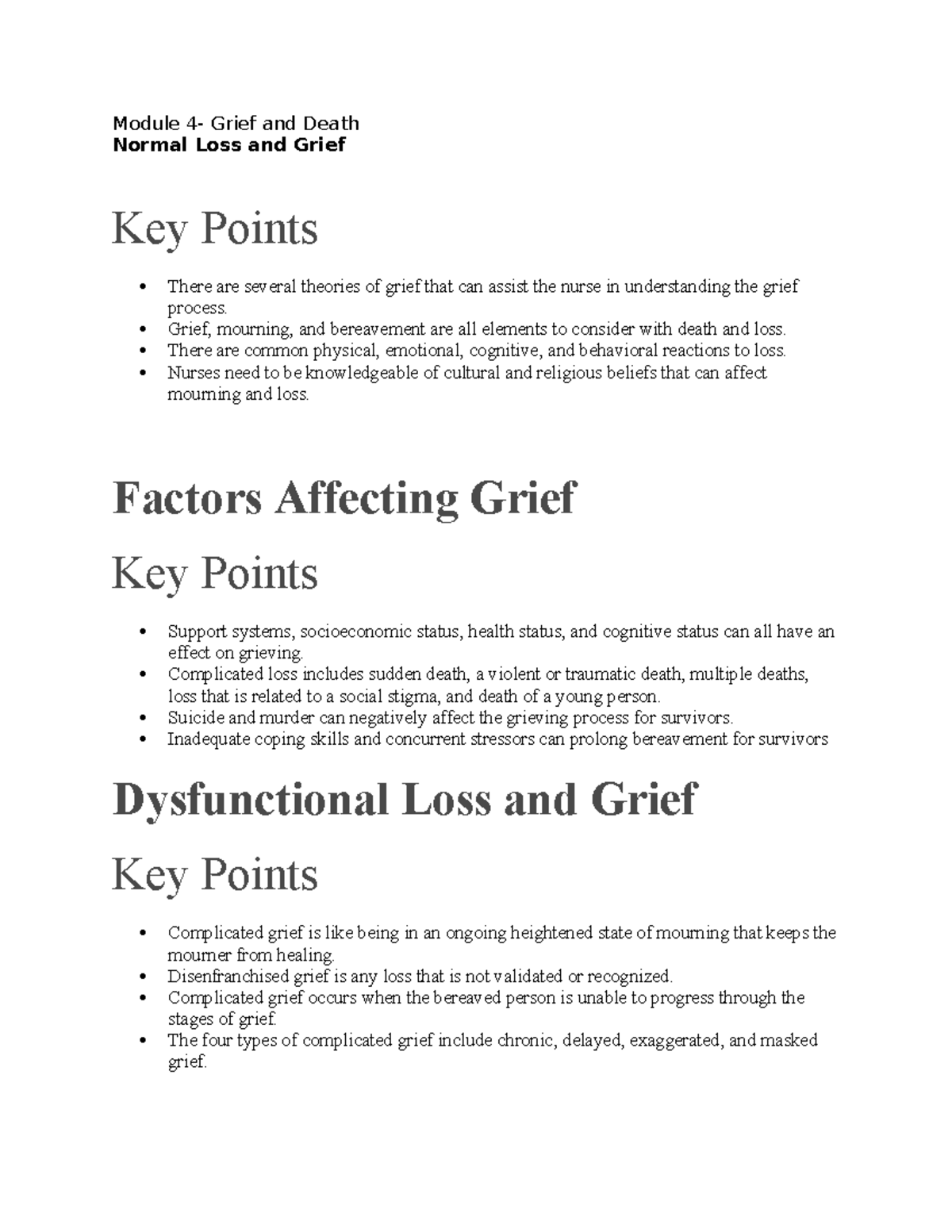 Death and Dying and Palliative Care - Module 4- Grief and Death Normal ...