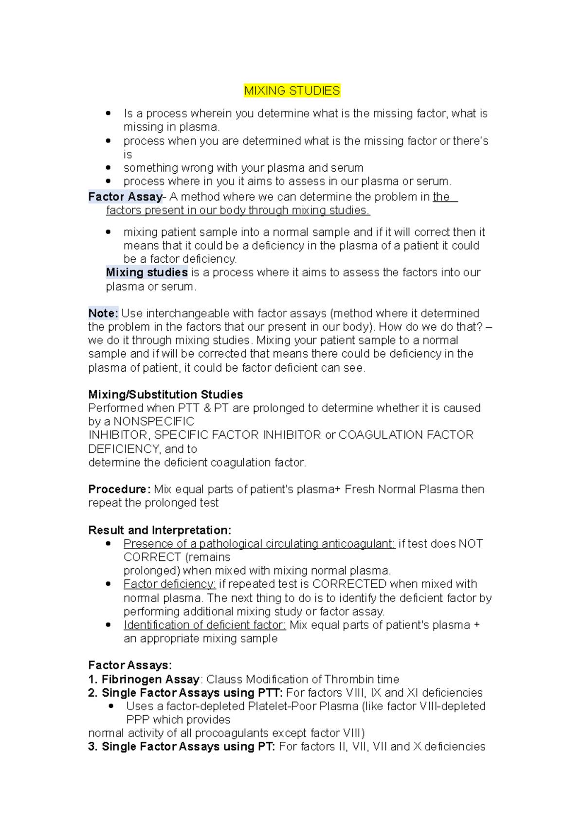 Mixing Studies - reference - Medical technology - UBian - Studocu