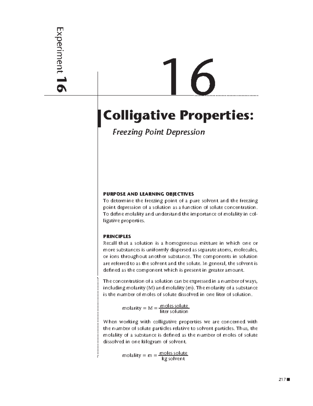 Exp. 16 Colligative Properties: Freezing Point Depression Analysis S20 ...