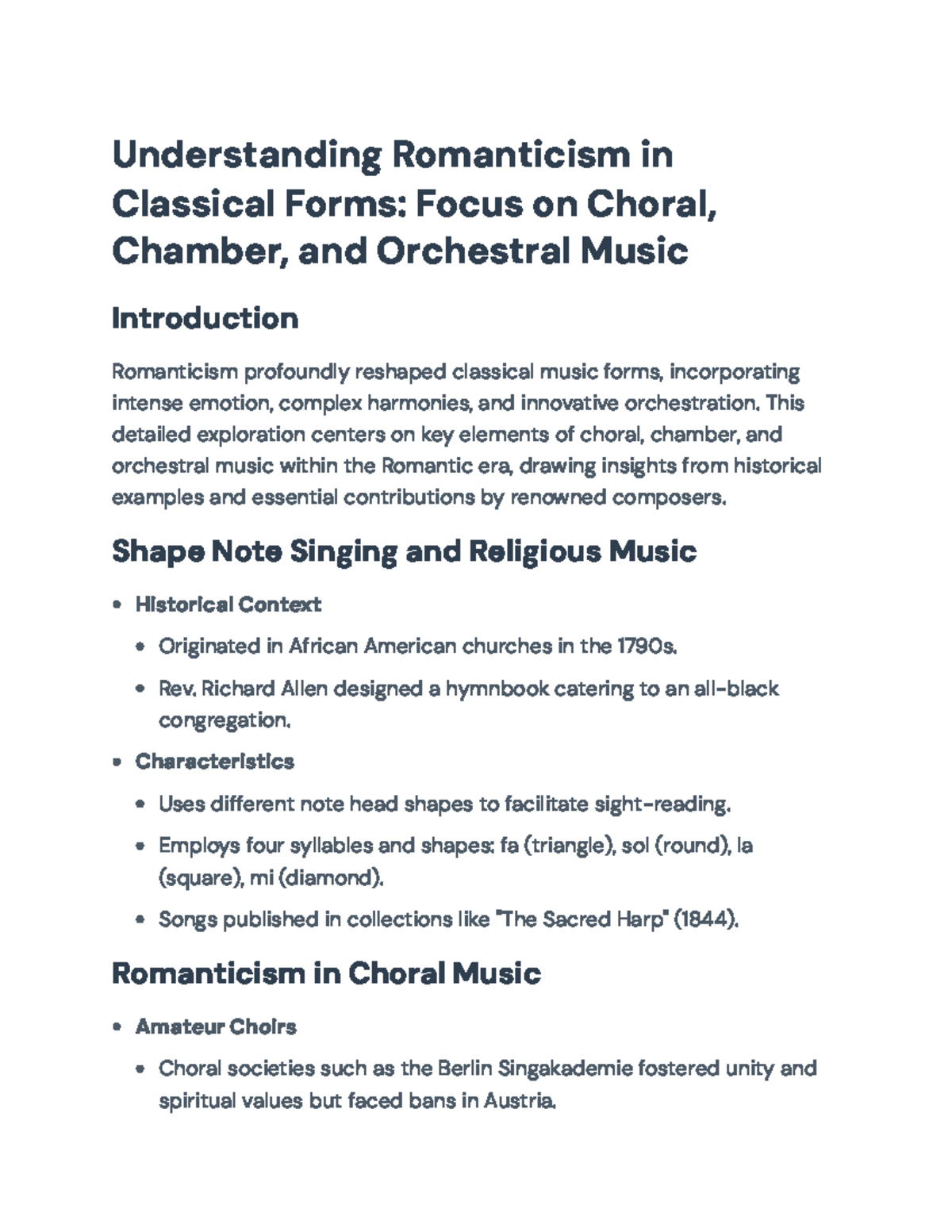 Exploring Romanticism in Choral, Chamber, and Orchestral Music ...