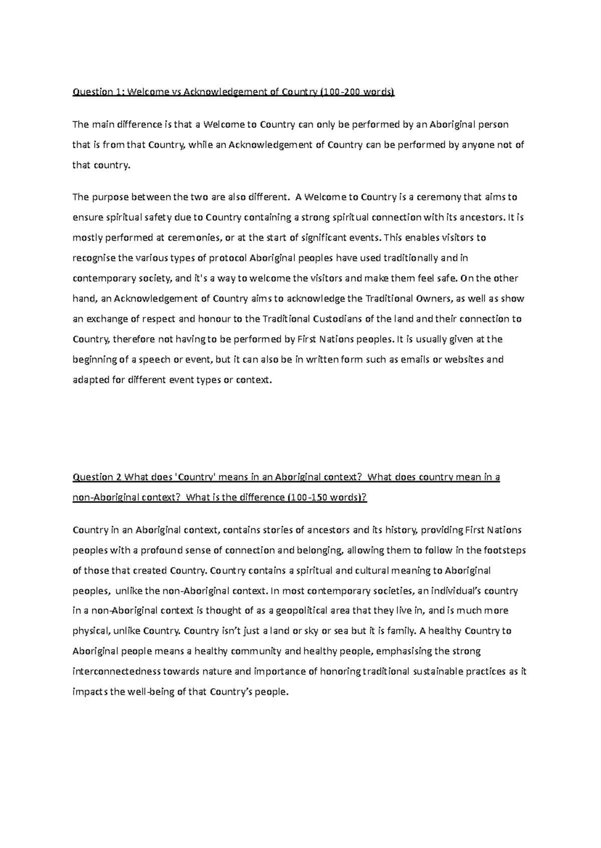 BIOL1961: Understanding Welcome vs Acknowledgement of Country - Studocu