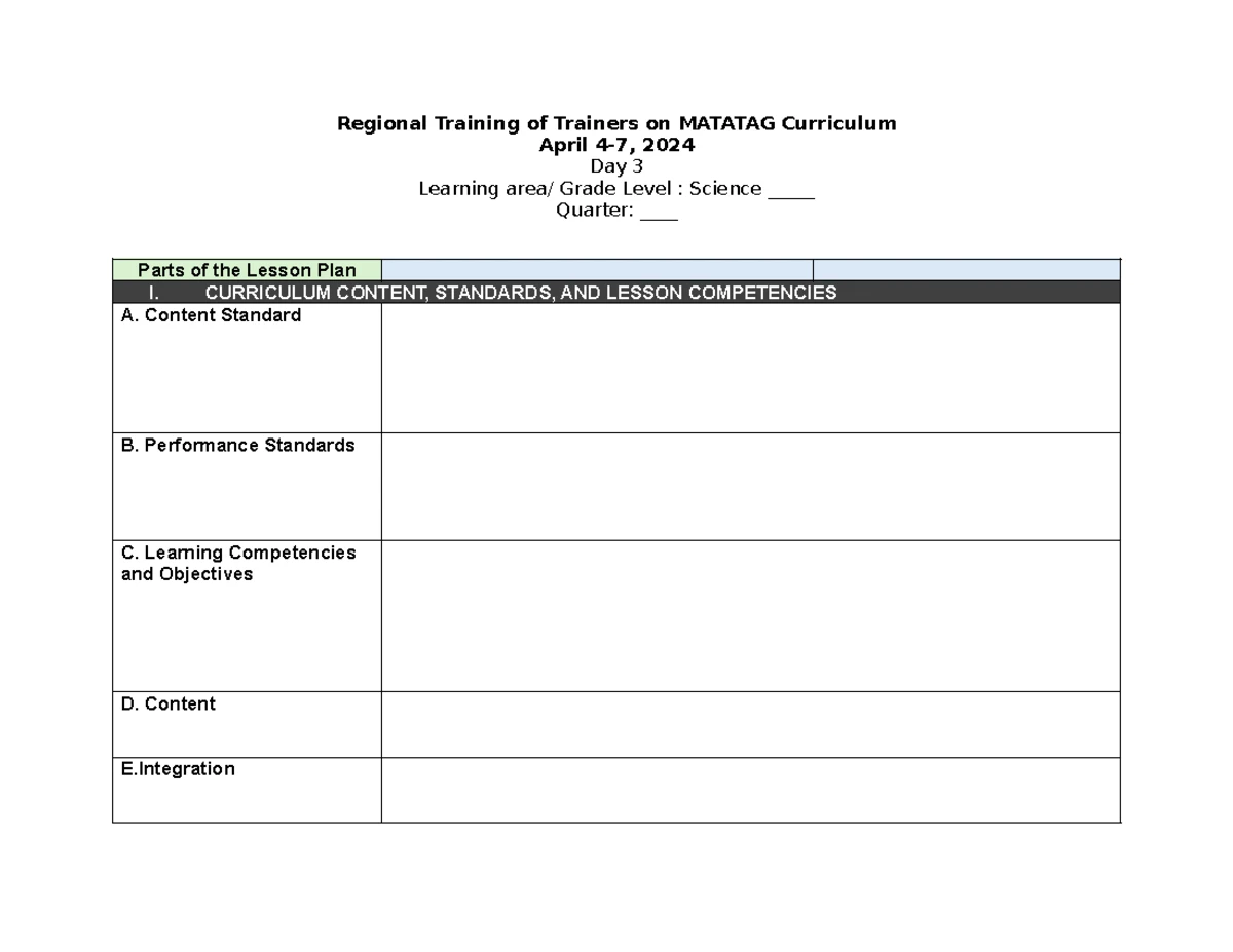 Daily Lesson Log Plan Example for Teachers (Grade 1, Filipino) - Studocu