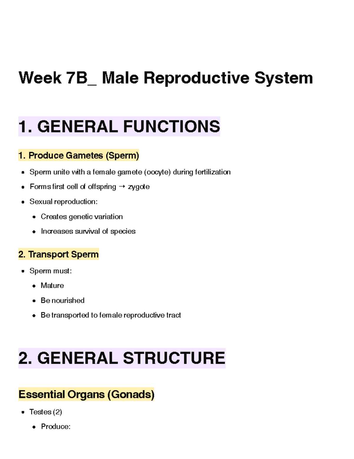 Week 7B Male Reproductive System: Functions, Structure, and Development ...
