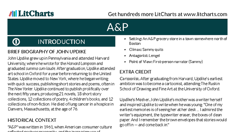 AP 1 - A & P: Analyzing John Updike's Short Story - Studocu