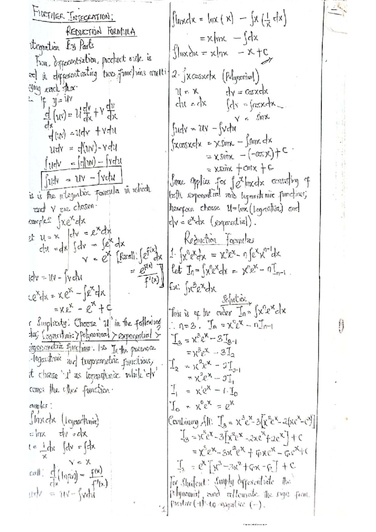 EMA282 Integration Techniques and Reduction Formulas Study Guide - Studocu