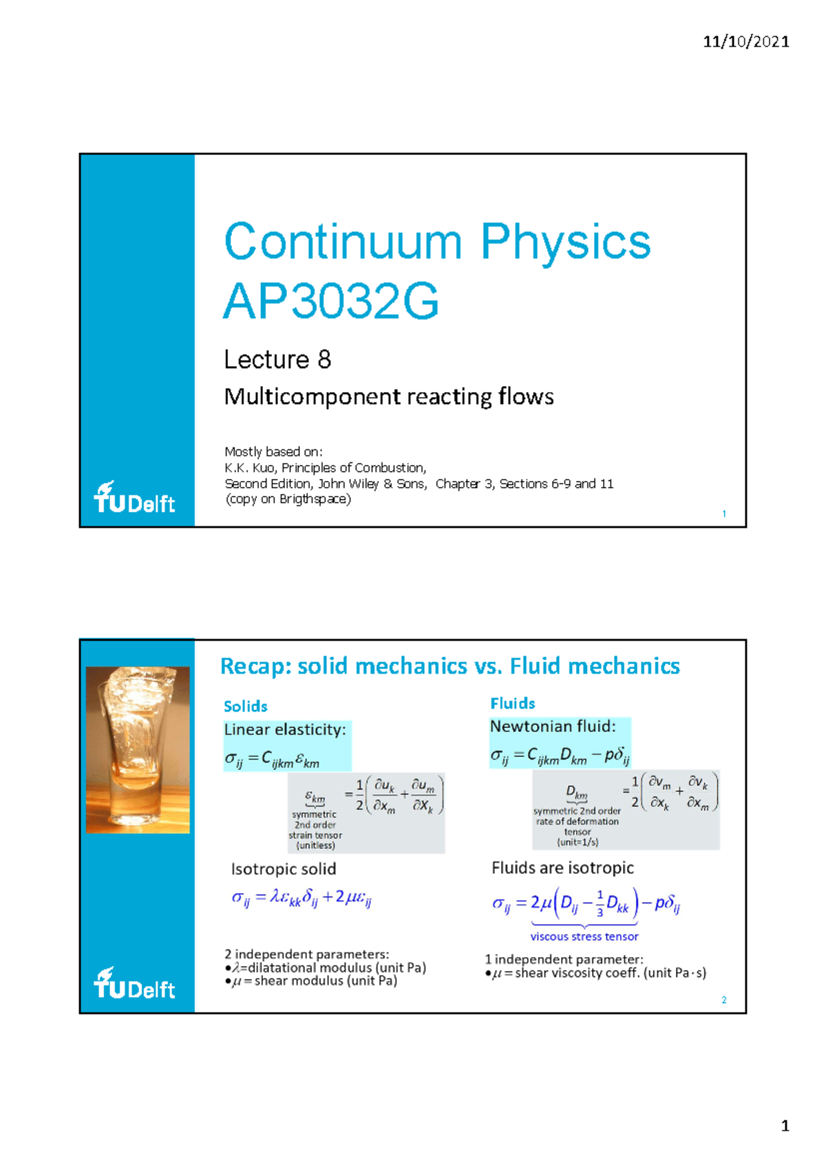 Continuum Physics AP3032G - 2021-2022 - Lecture 8 - 1 Continuum Physics ...