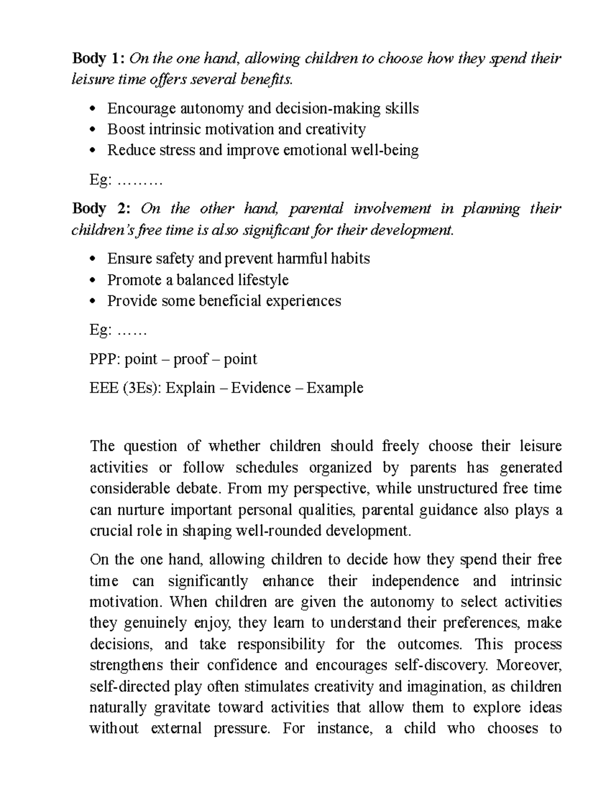 Children's Autonomy vs. Parental Guidance in Leisure Activities - Studocu