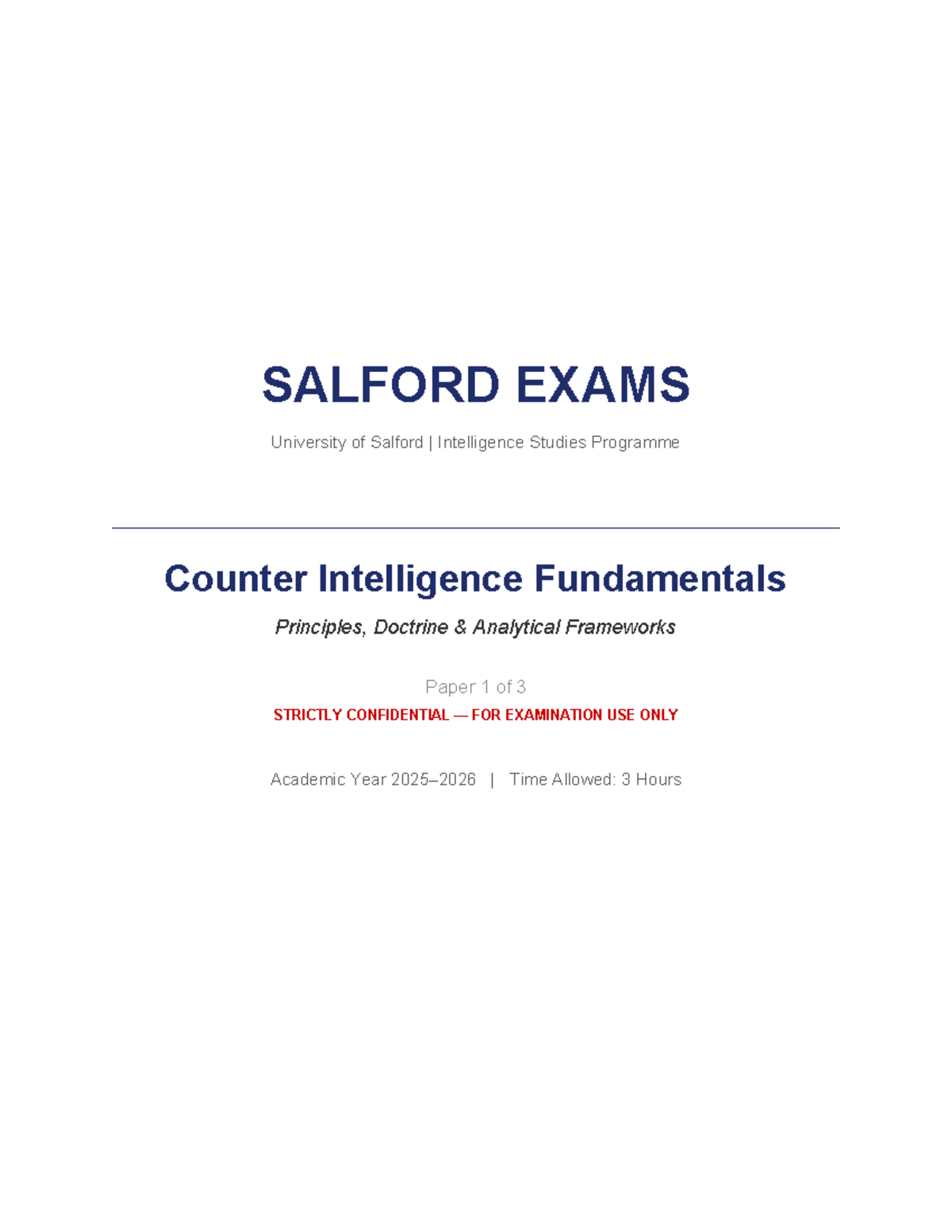 Salford Exams CI Fundamentals Paper 1: Principles & Frameworks - Studocu