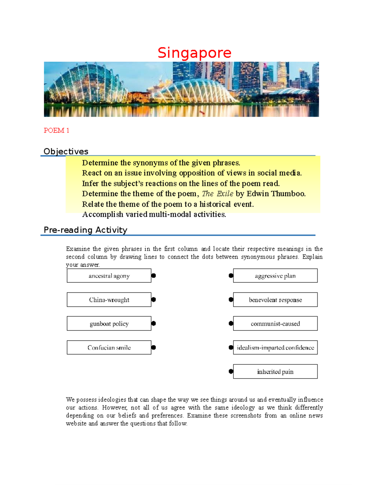 Asean LIT 20: Exploring Themes and Reactions in Poems by Thumboo ...