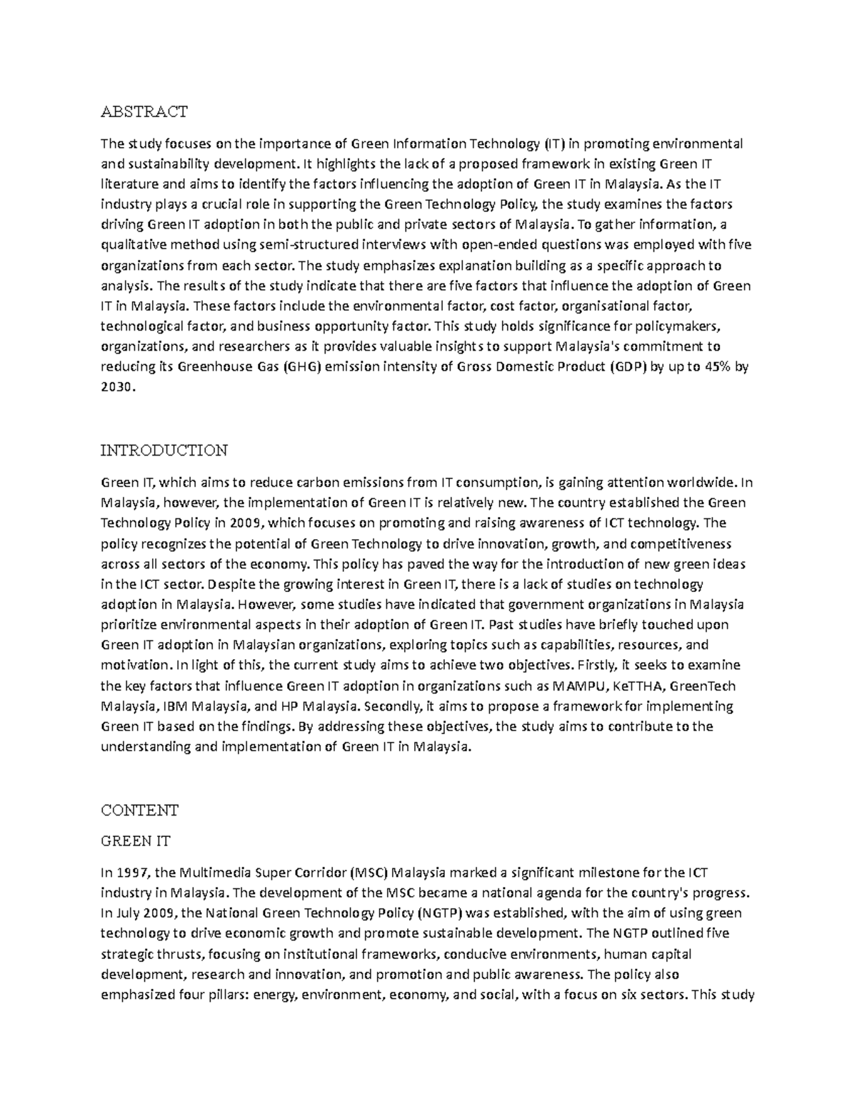 Document - coursework - ABSTRACT The study focuses on the importance of ...