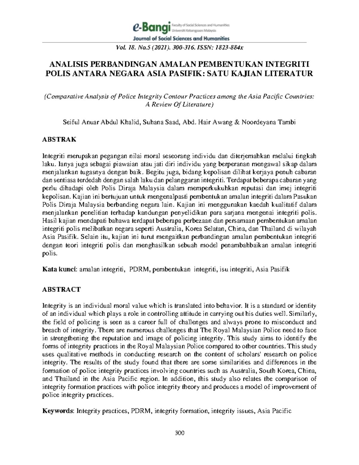 Analisis Amalan Integriti Polis di Asia Pasifik: Kajian Kualitatif PDRM ...