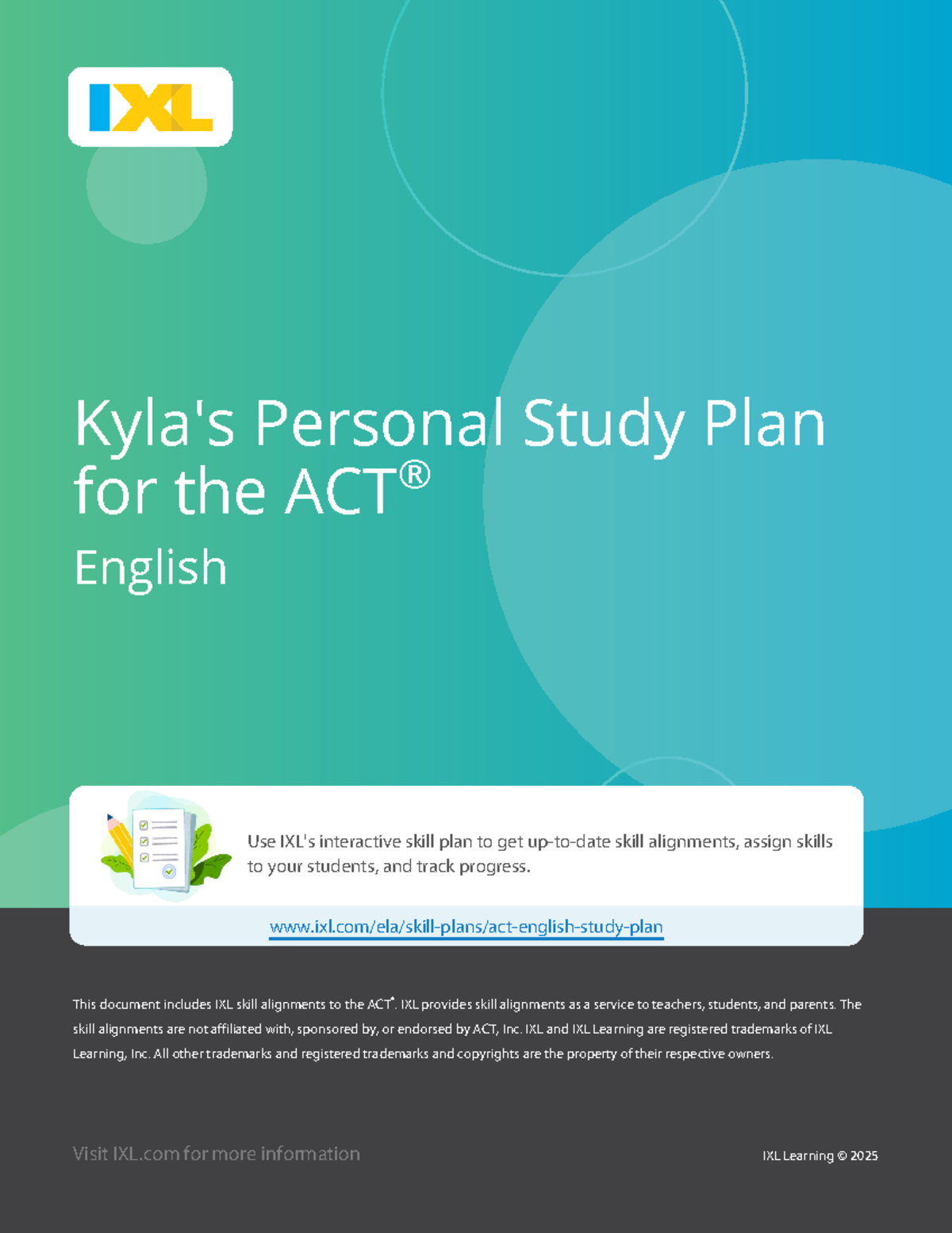 ACT English Study Plan: Interactive Skill Alignment Guide - Studocu