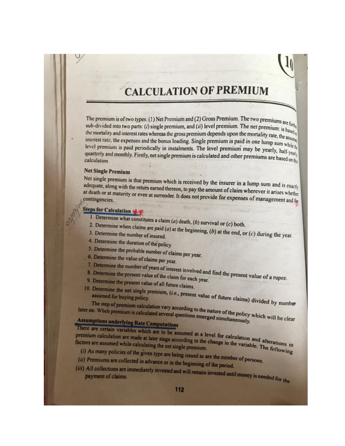 Calculation of Premium: Net and Gross Premium Analysis (Course Code: 7 ...