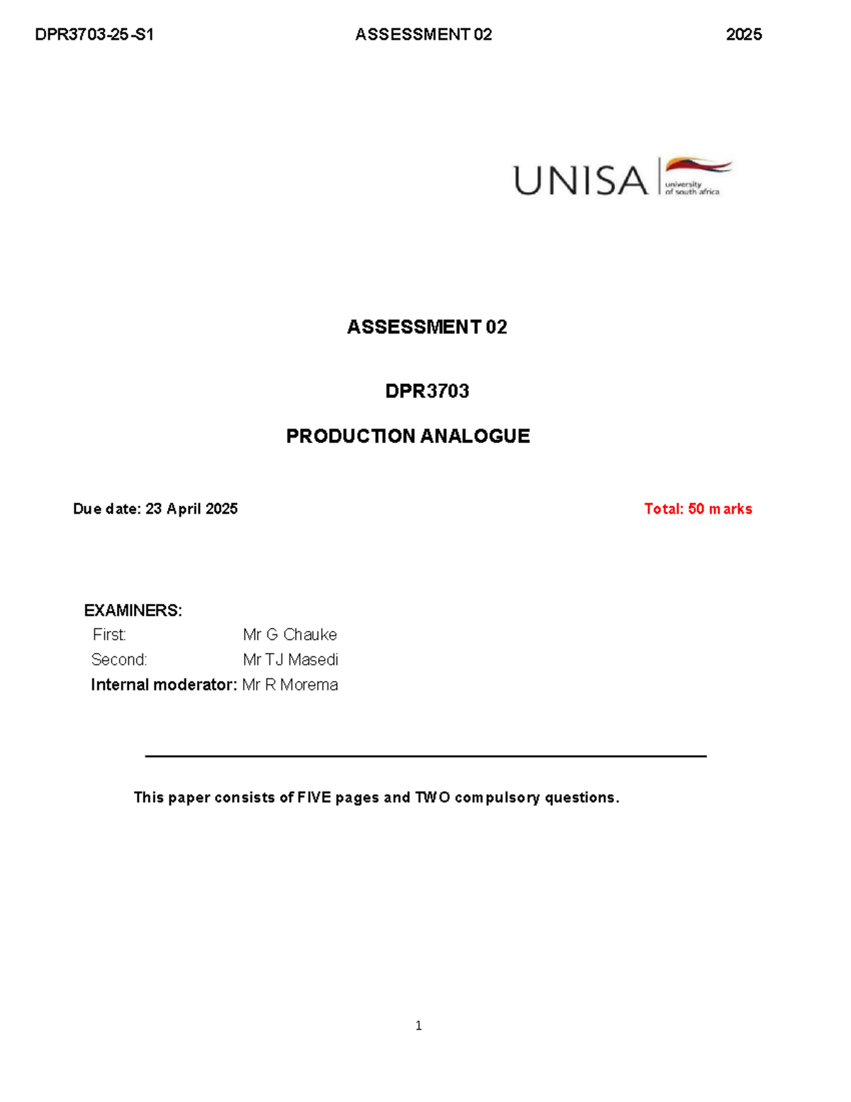 DPR3703-24-S2 Assessment 02: Public Relations & GBVF Awareness ...