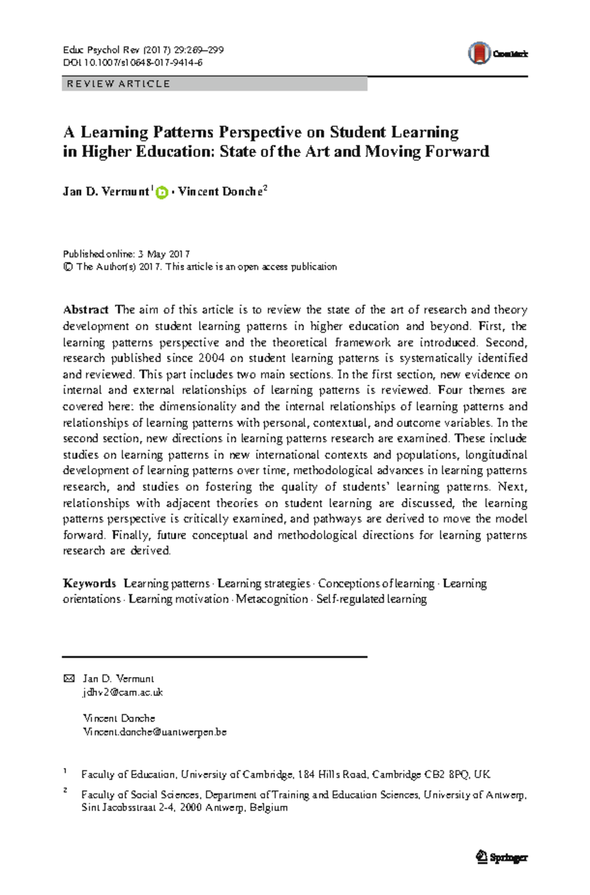 A Learning Patterns Perspective on Student Learning in Higher Ed: 2017 ...