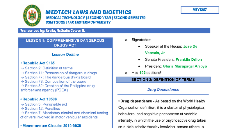 [ Trans] Mtlaws WK10 - FEU MT Laws transes - MEDTECH LAWS AND BIOETHICS ...