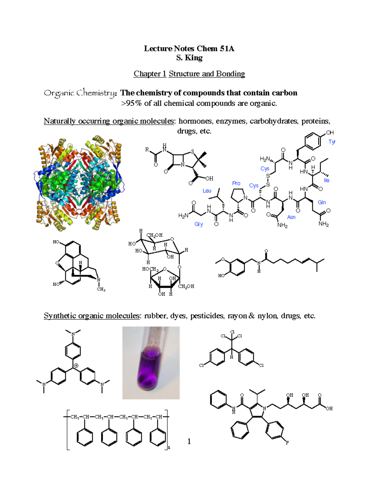 Lecture Notes Chem 51A S. King: Chapter 1 - Structure & Bonding in ...