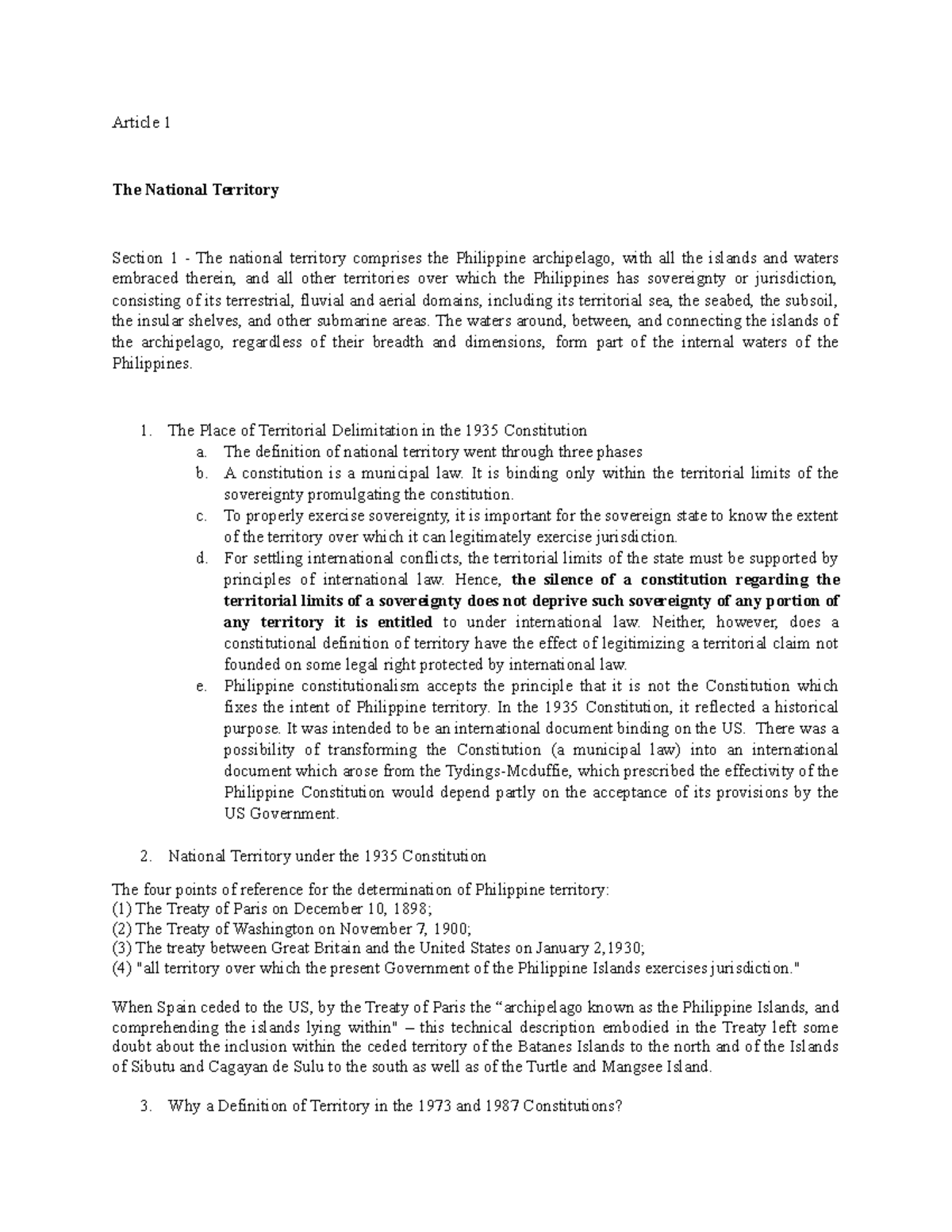 National Territory ( Module 3) - Article 1 The National Territory ...