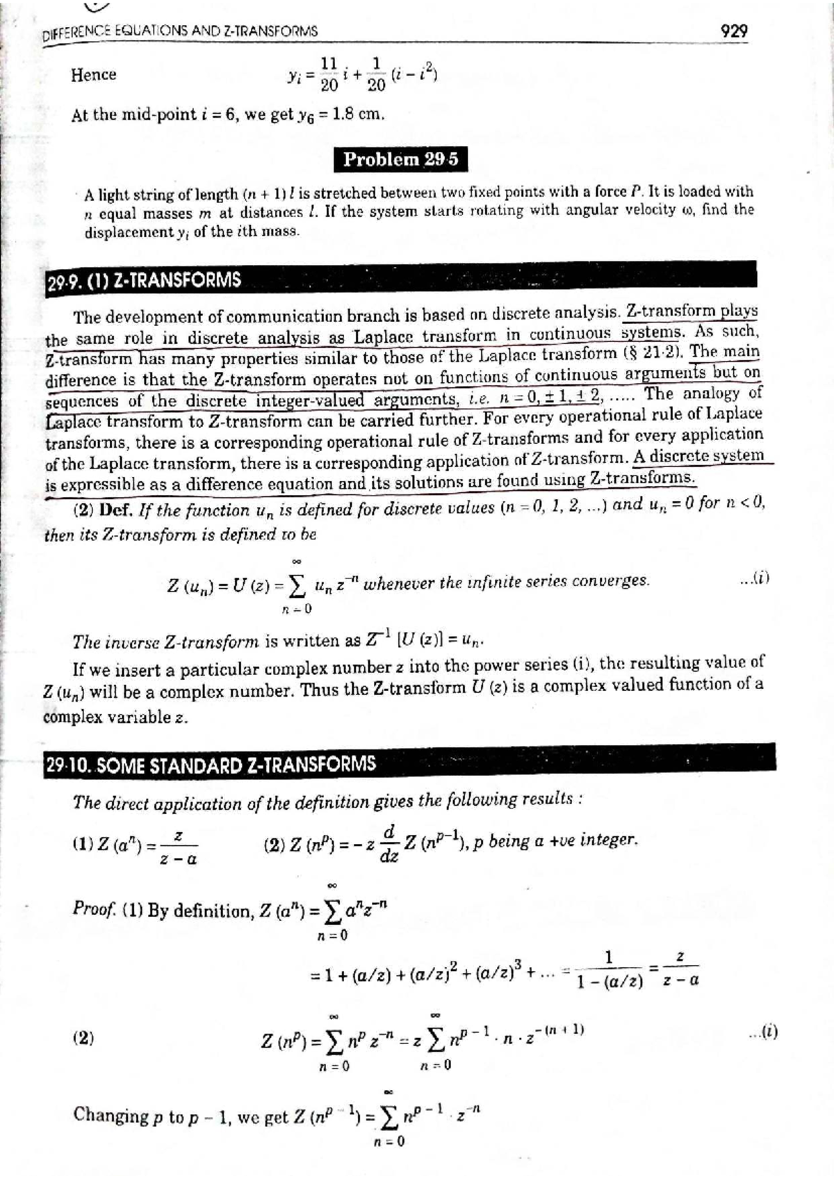 Z-Transform in Difference Equations - Higher Engineering Mathematics - Studocu