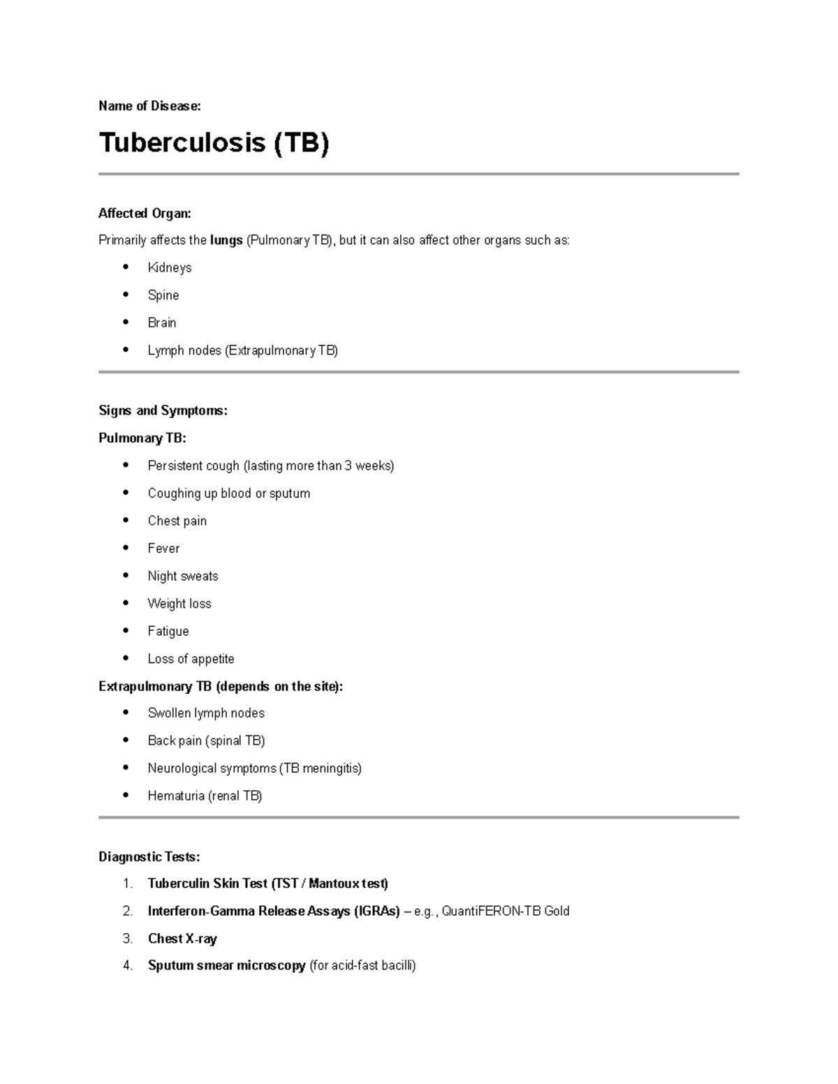 TB, Pharyngitis, Bronchitis, Pneumothorax, and MI Overview - Studocu