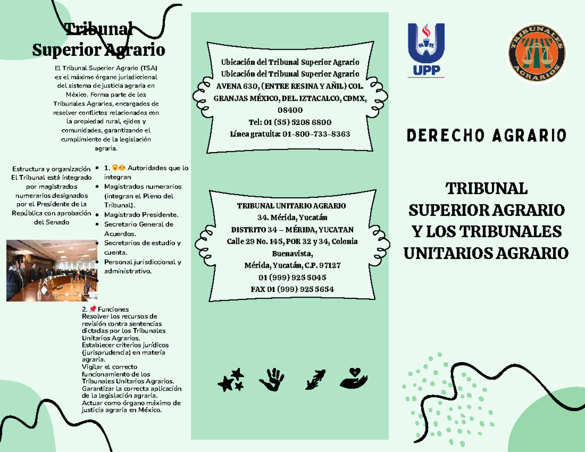 Folleto Tríptico sobre el Tribunal Superior Agrario (DERECHO AGRARIO 2 ...