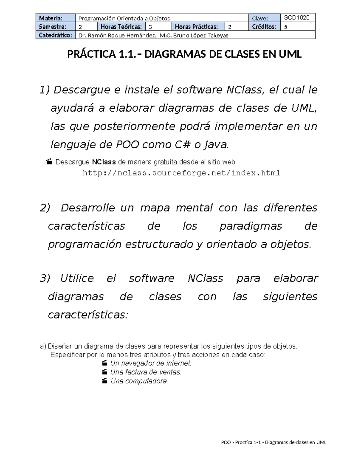 POO - Práctica 1.1 - Diagramas de Clases UML y Ejercicios Asociados ...