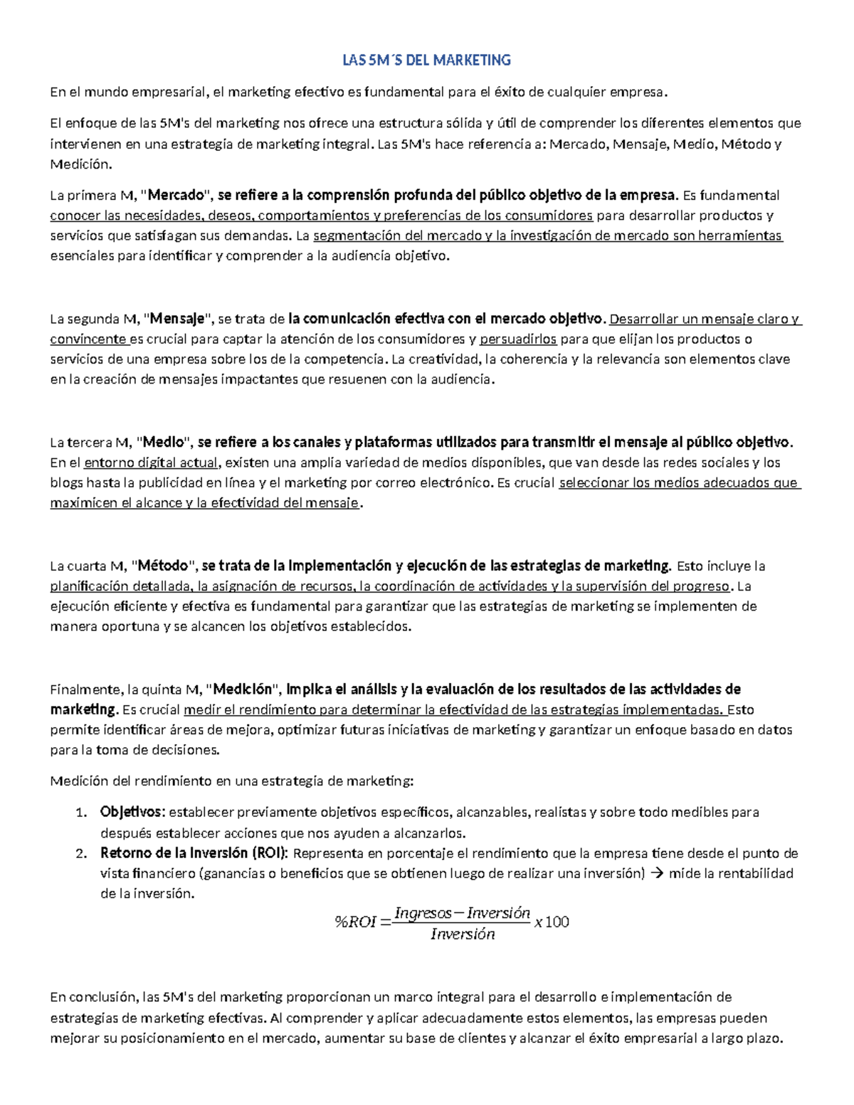 LAS 5M'S DEL MARKETING: Estructura para el Éxito Empresarial - Studocu