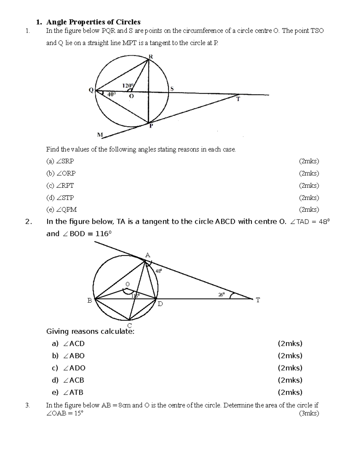 Angle Properties of Circles - Q & A Guide - Studocu