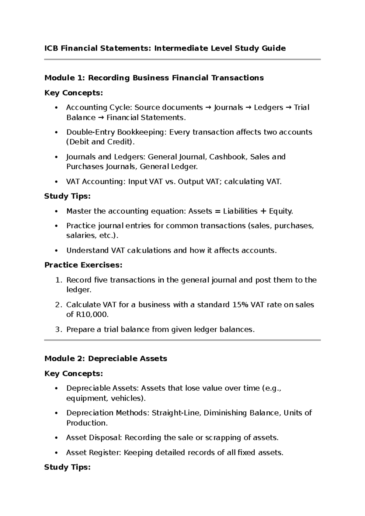 ICB Financial Statements: Intermediate Level Study Guide & Key Concepts ...