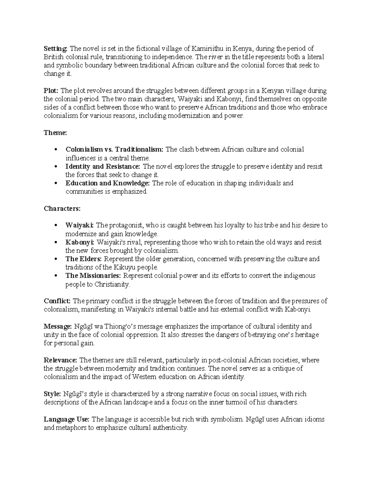 The River Between: Themes, Characters, and Literary Devices Analysis ...