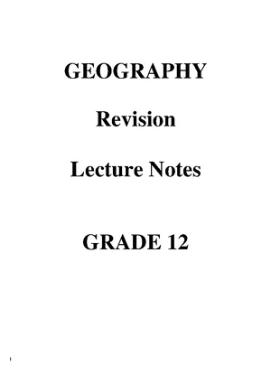 Grade 12 Settlement Geography Study Notes (Course 2023) - Studocu