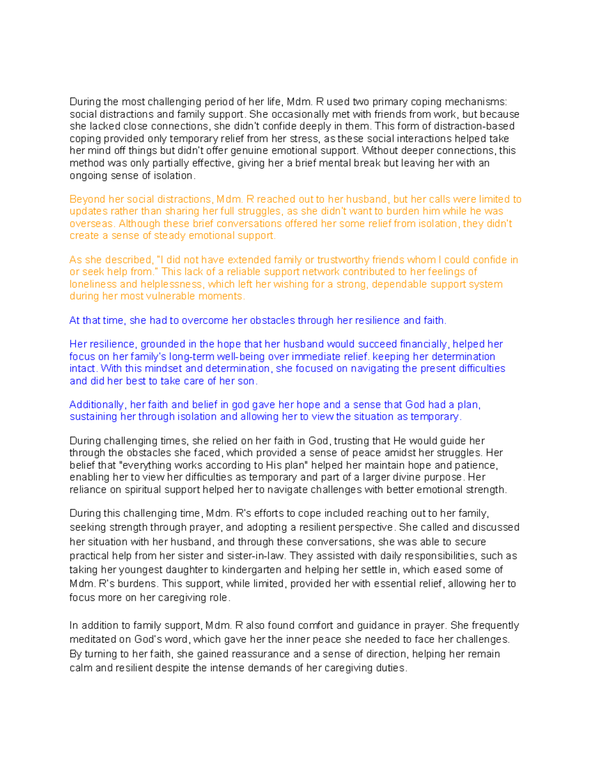 Cc5 Script: Coping Mechanisms of Mdm. R During Life Challenges - Studocu
