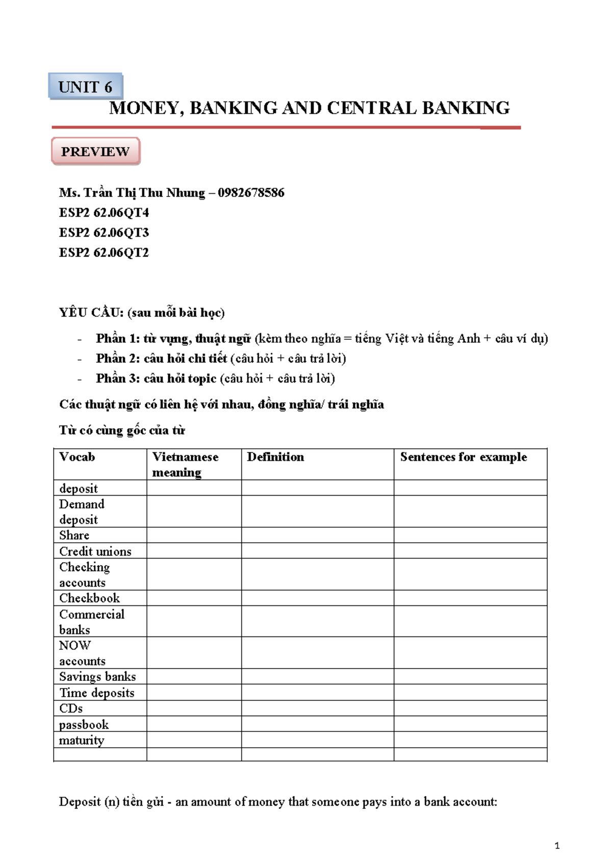 UNIT 6: Money, Banking & Central Banking Study Guide - Studocu