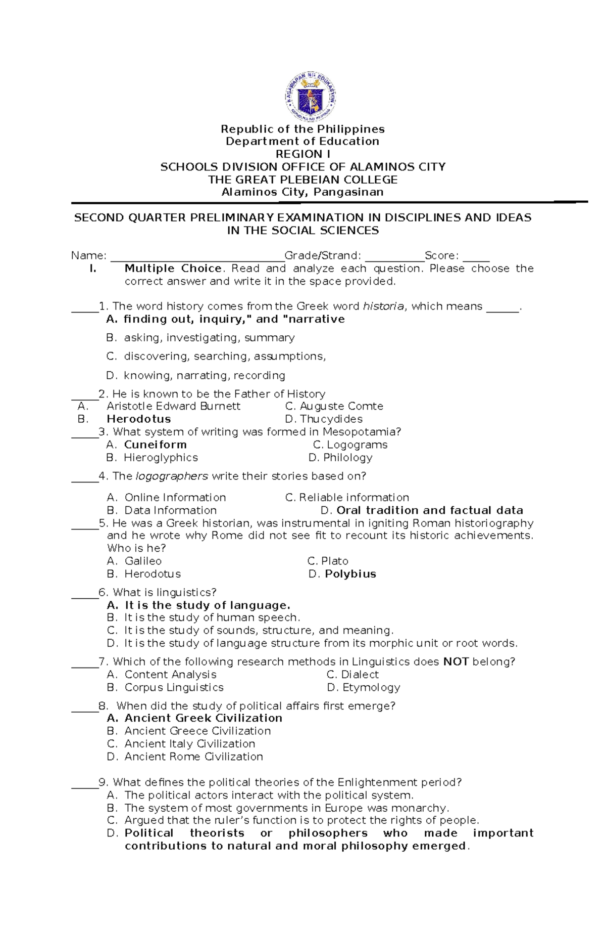 2nd Prelim In Diss Diss Republic Of The Philippines Department Of