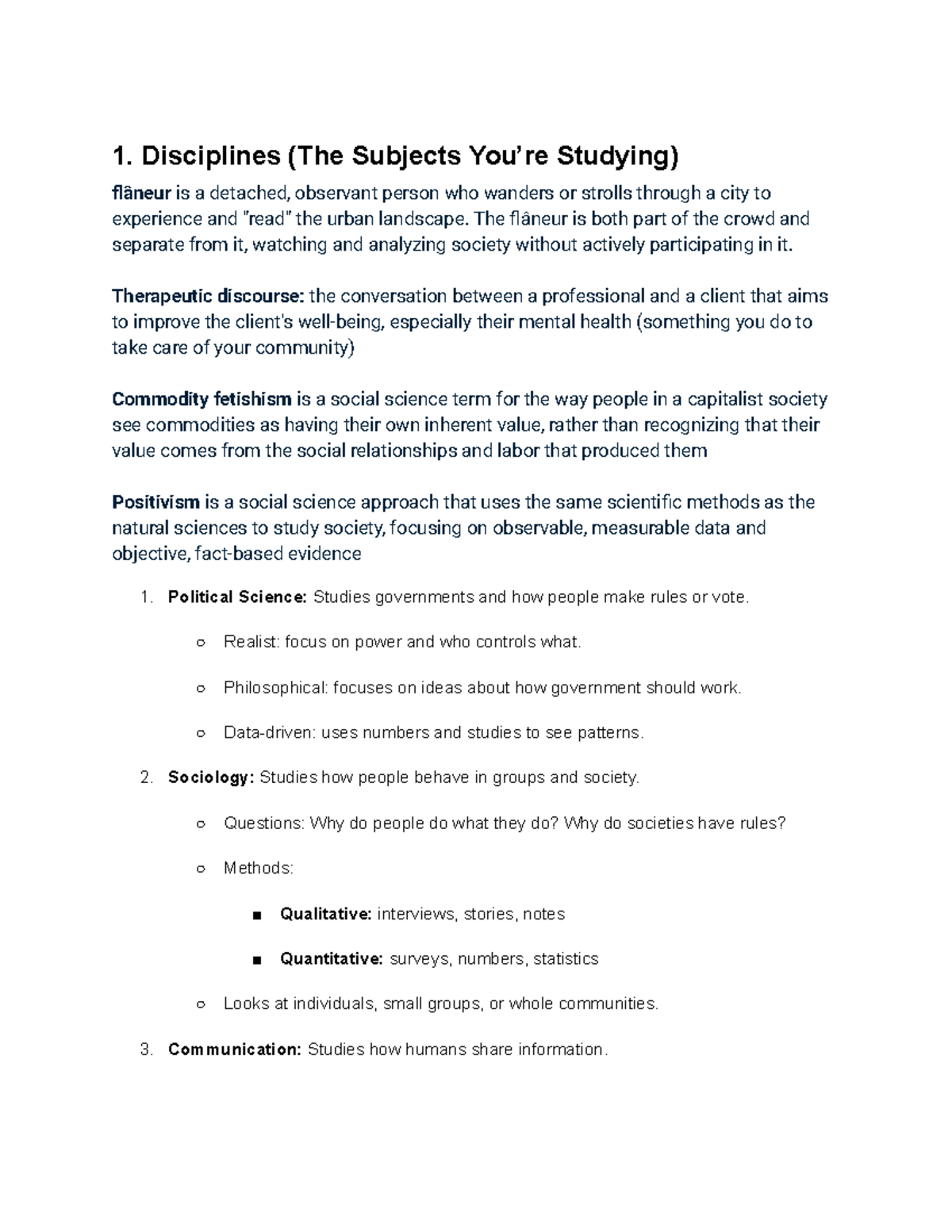 Midterm Review: Key Concepts in Social Sciences (SSCI) - Studocu