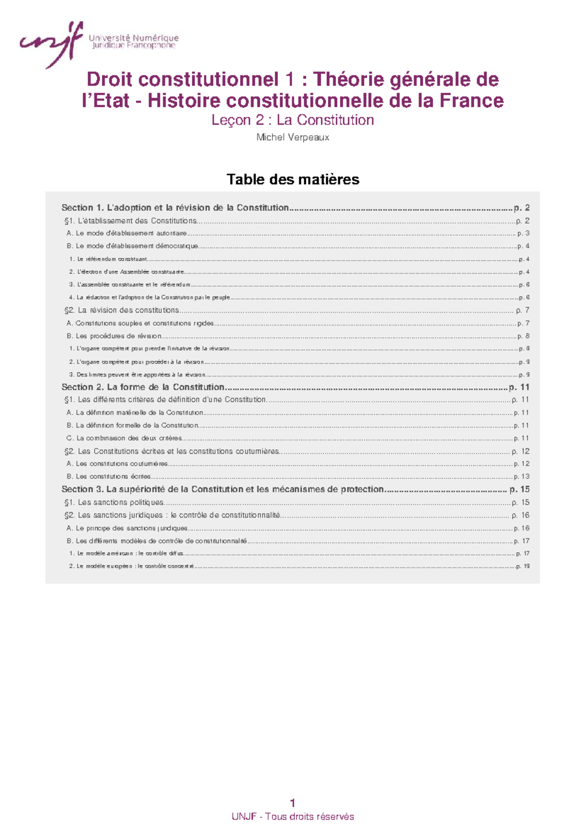 Droit constitutionnel 1 : La Constitution et ses Mécanismes de Révision ...