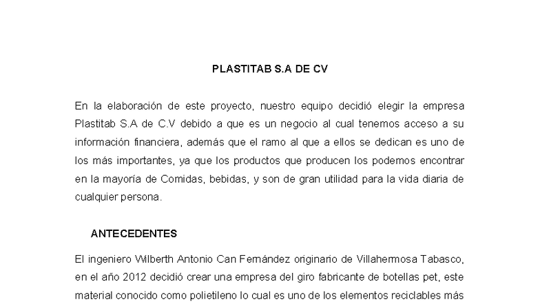 Proyecto Final de Contabilidad Básica: Análisis de Plastitab S.A. de C ...