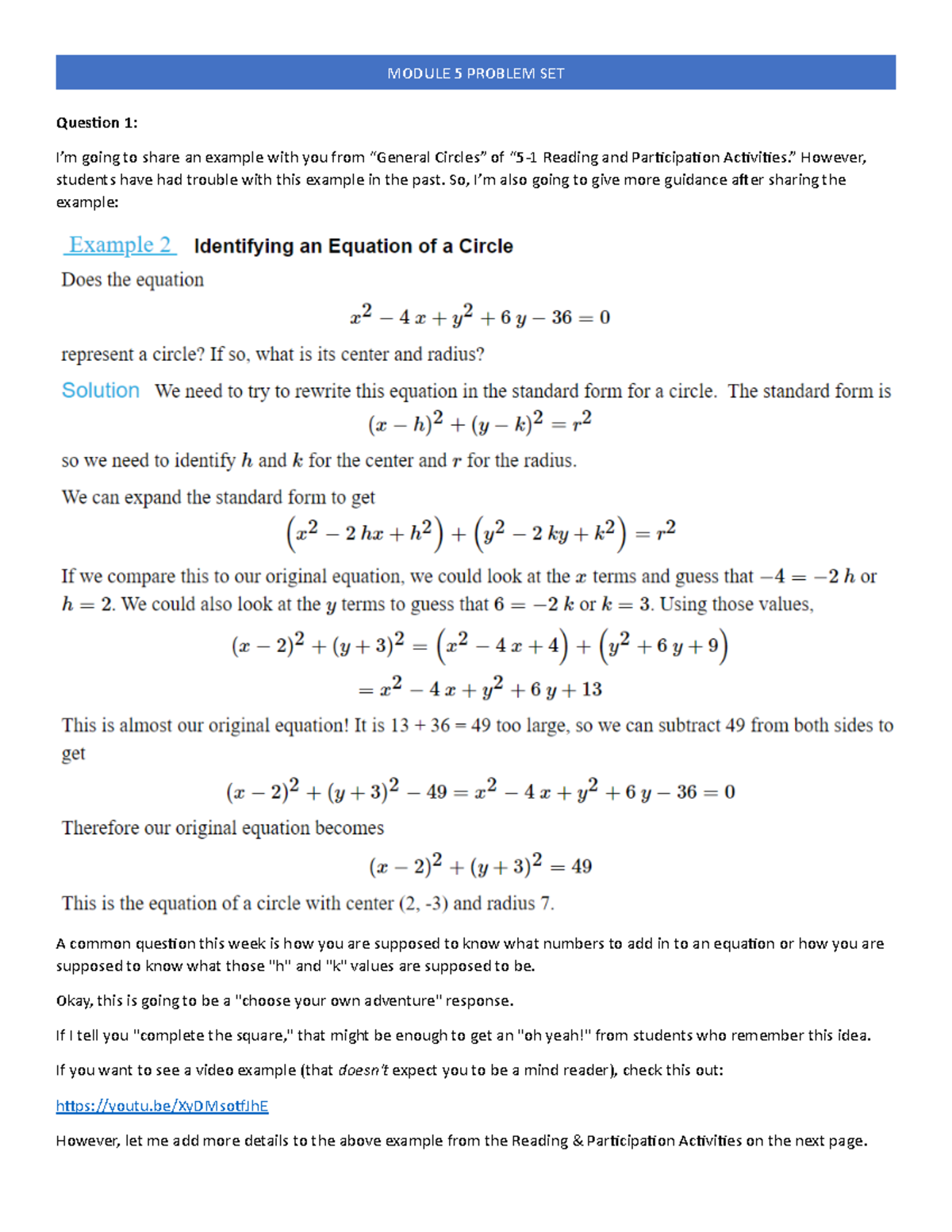 Module 5 Problem Set Guide: Understanding Quadratics & Trigonometry - Studocu