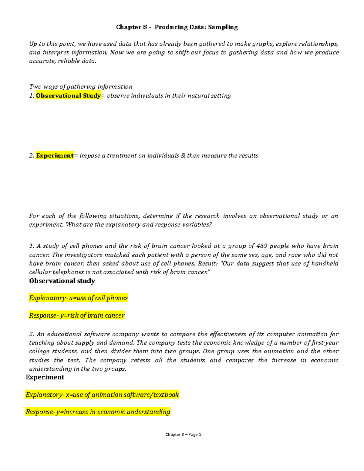 Ch8 Producing Data-Sampling - Chapter 8 - Producing Data: Sampling Up to this point, we have ...