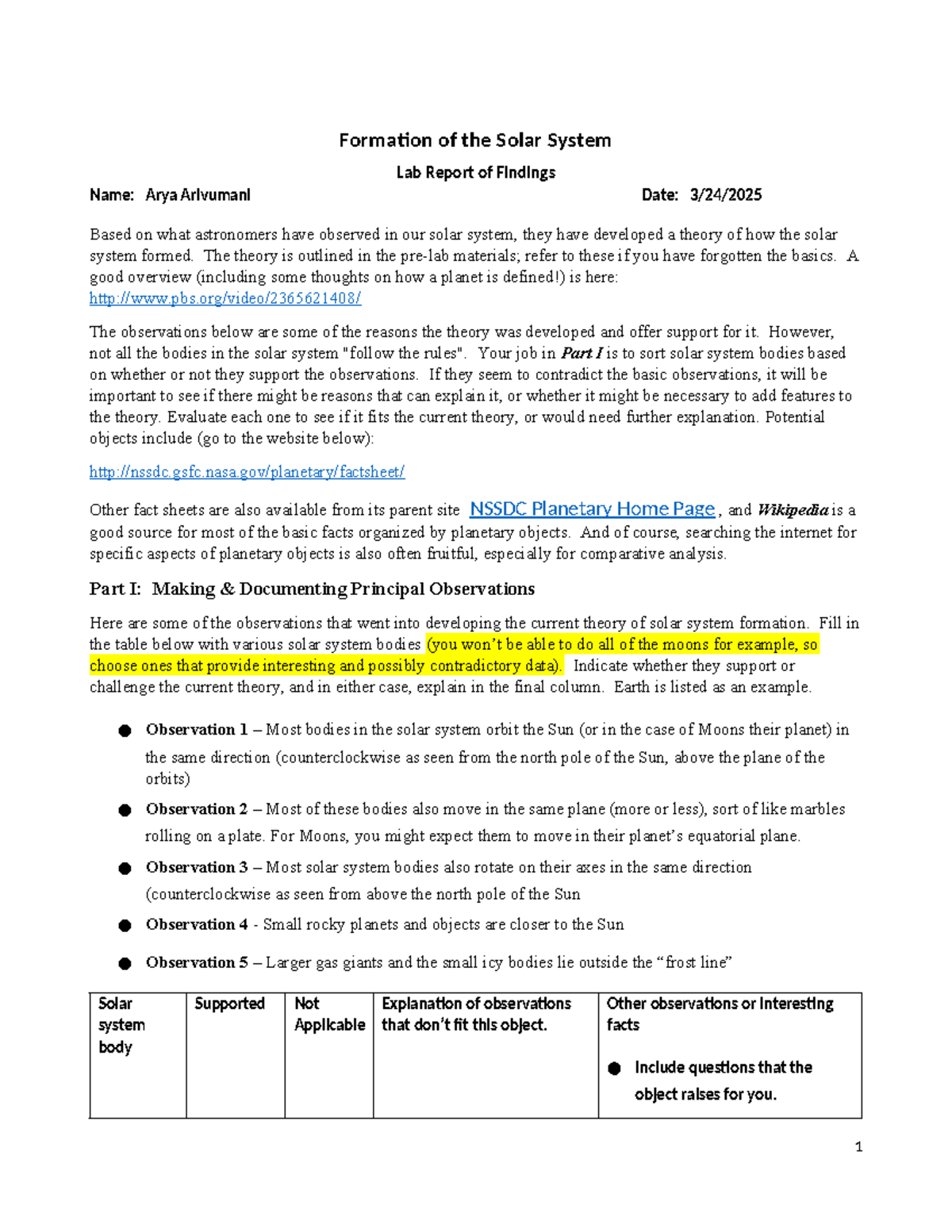 Solar System Formation Lab Report (ASTR 101) - Findings and Analysis ...