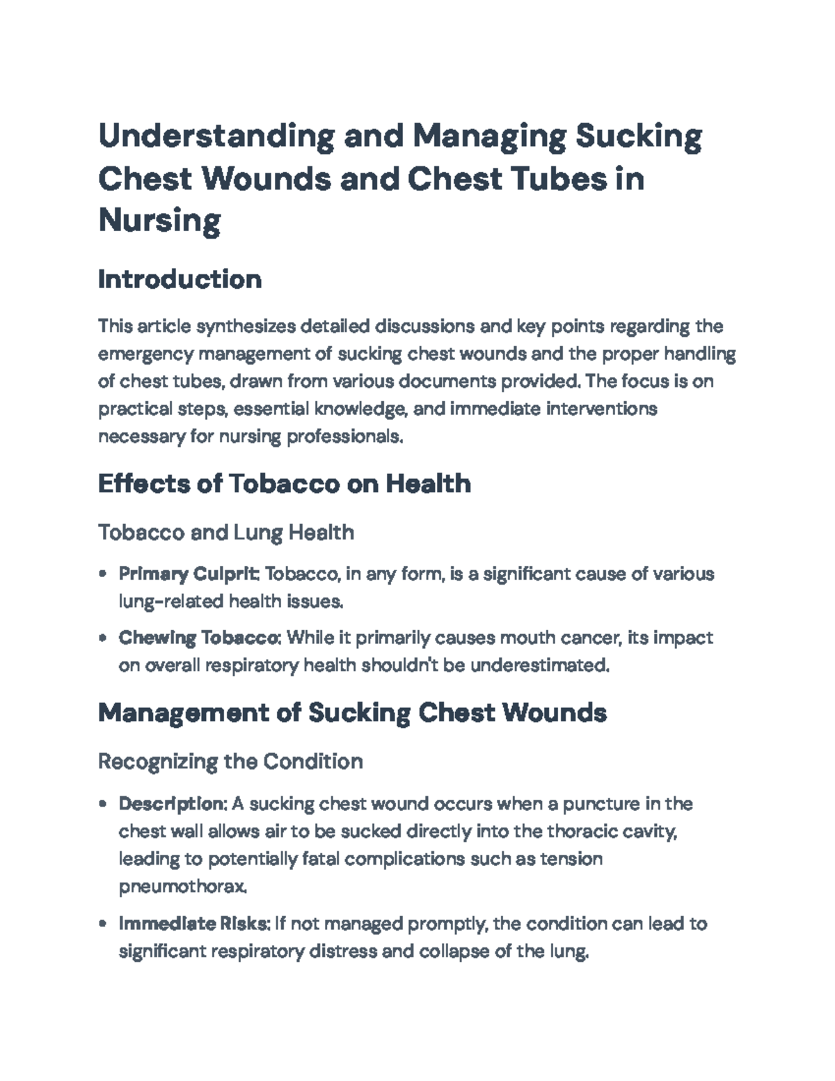 Emergency Management of Sucking Chest Wounds & Chest Tubes in Nursing ...
