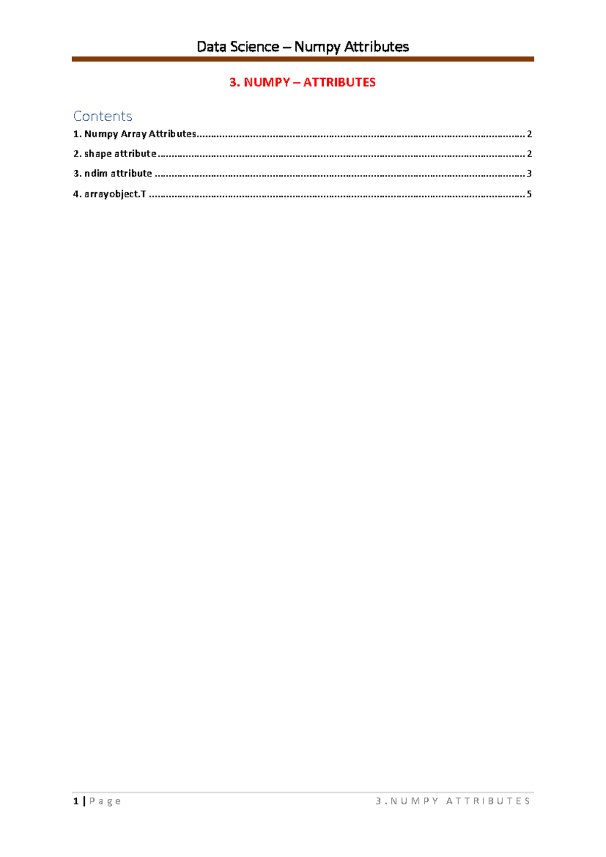 Data Science Numpy Attributes: Understanding Array Properties - Studocu