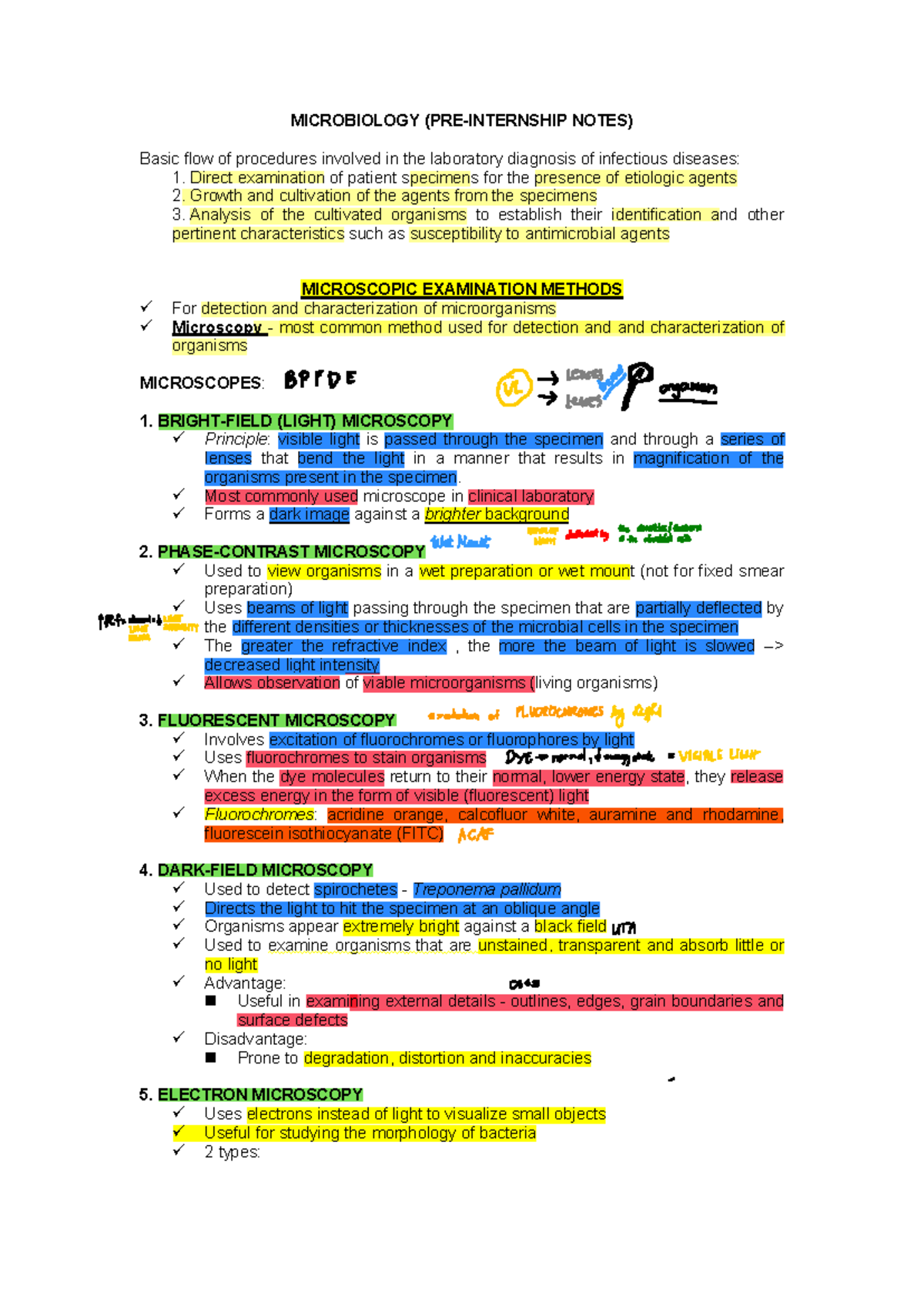 Microbiology Pre internship notes - MICROBIOLOGY (PRE-INTERNSHIP NOTES ...