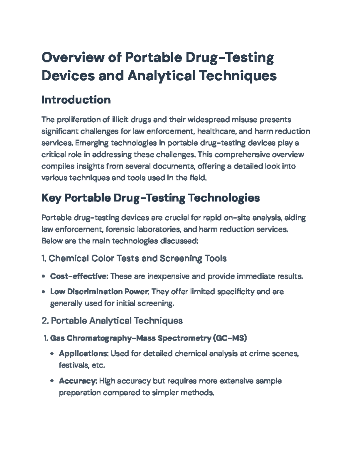 Overview of Portable Drug-Testing Devices and Analytical Techniques ...