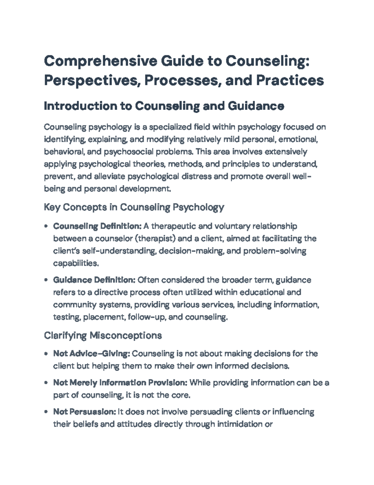 Comprehensive Guide to Counseling Psychology: Principles & Practices ...