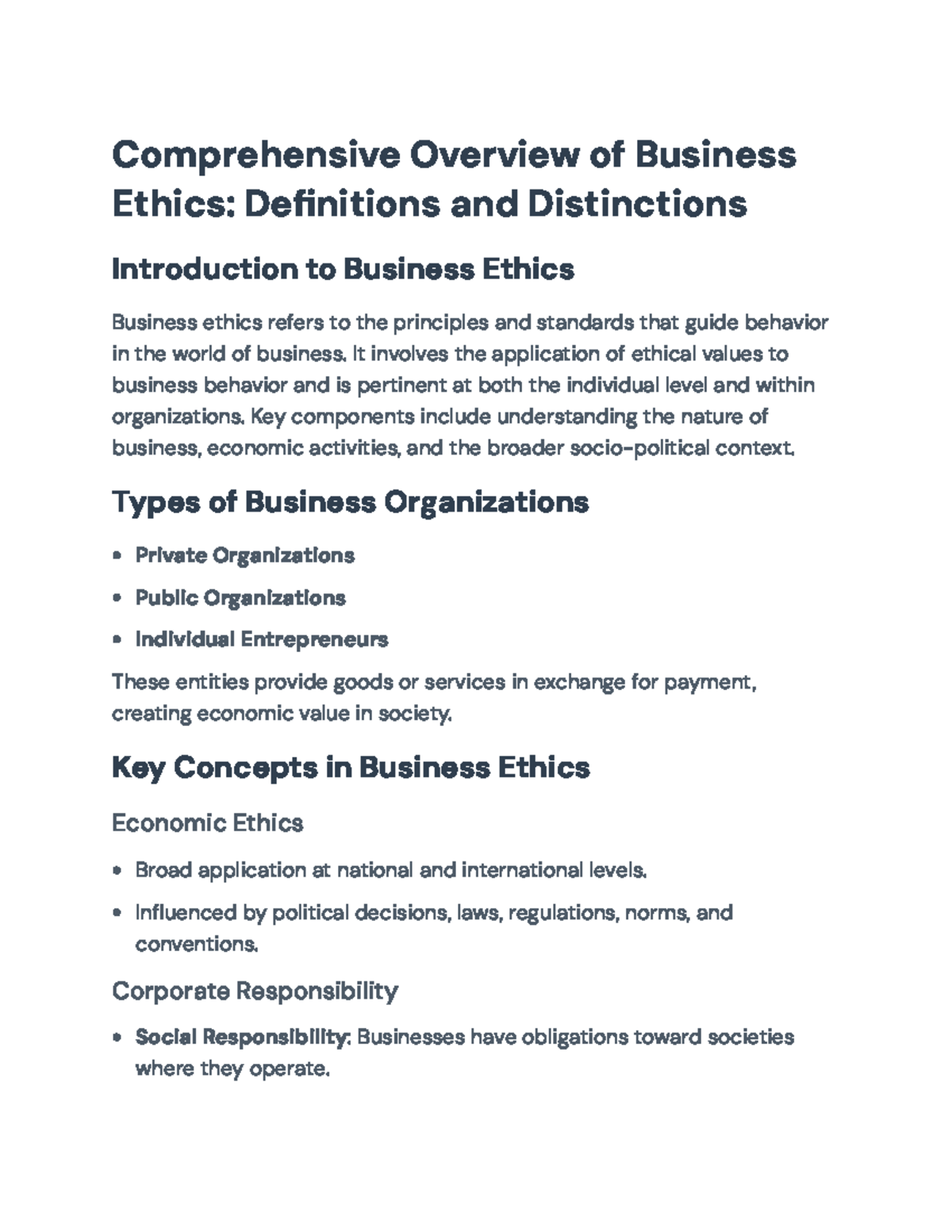 Business Ethics Overview (BUS 101): Key Principles and Case Studies ...