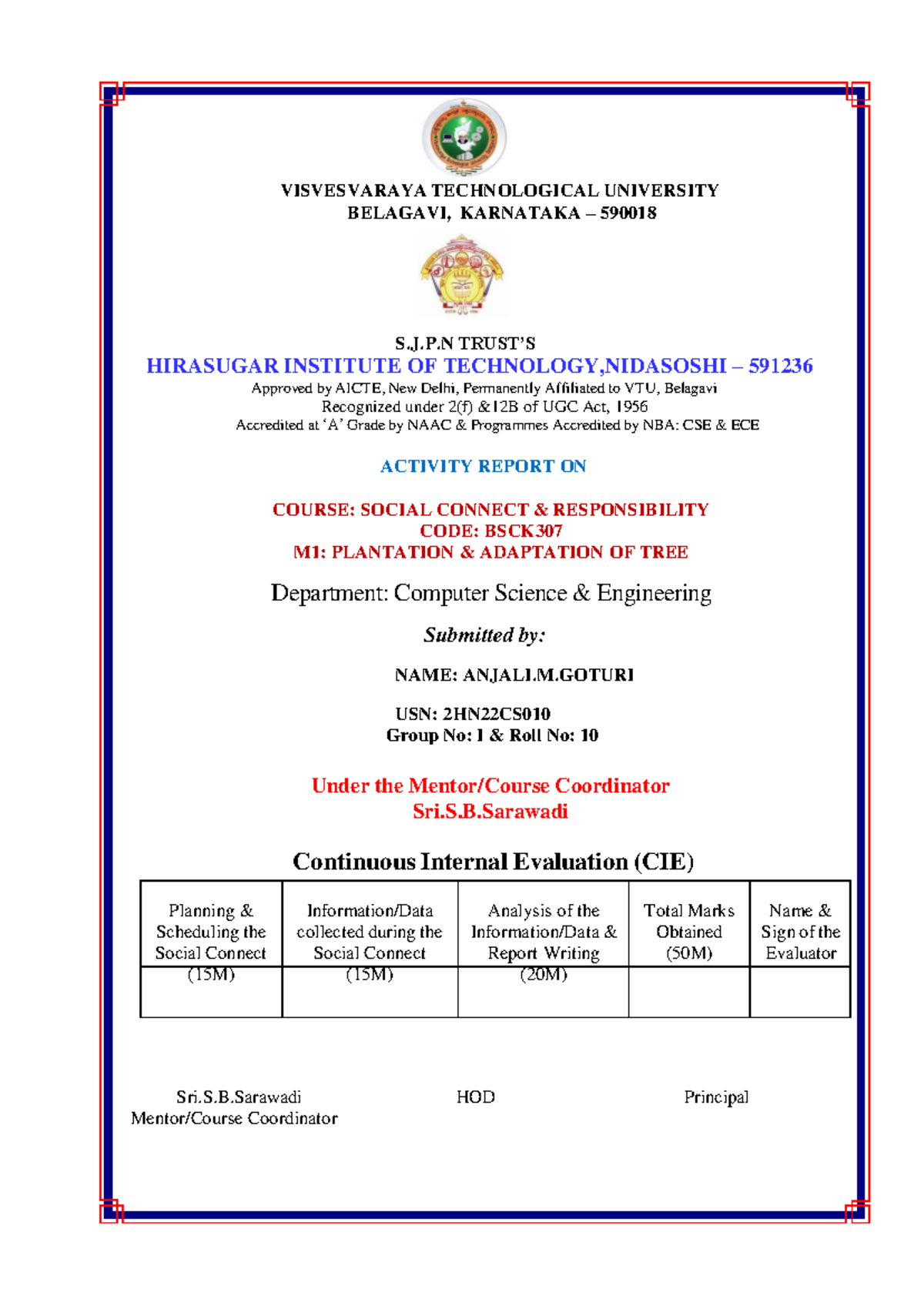 SCR M1 Activity Report (2HN22CS005) (1) (2) - VISVESVARAYA ...
