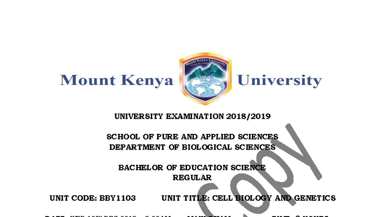 BBY1103 Cell Biology & Genetics Final Exam Notes - Studocu