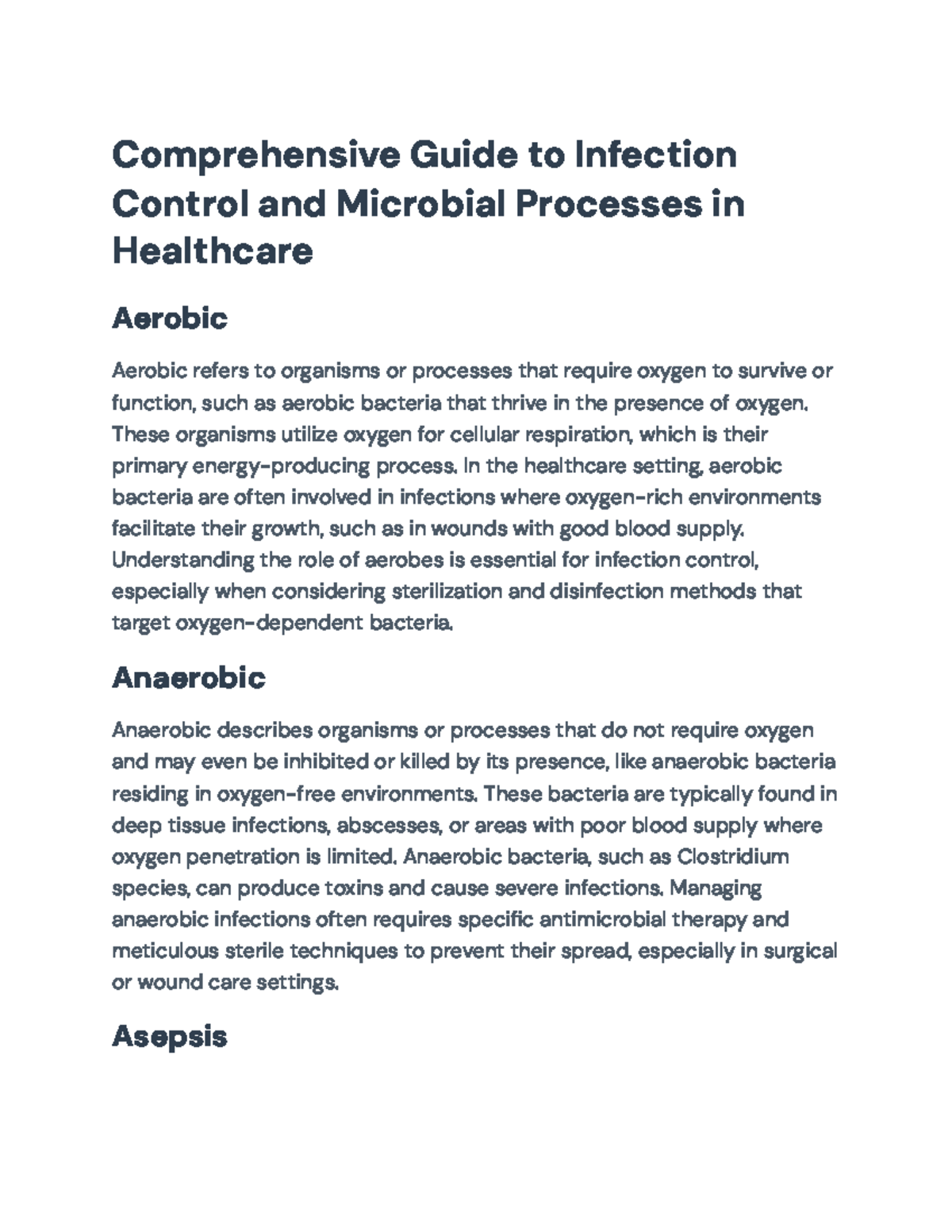 Comprehensive Guide to Infection Control & Microbial Processes in Healthcare - Studocu